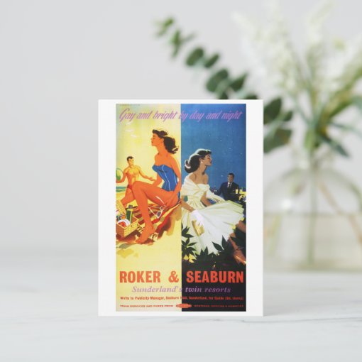 England Roker and Seaburn Restored Vintage Poster Postcard | Zazzle