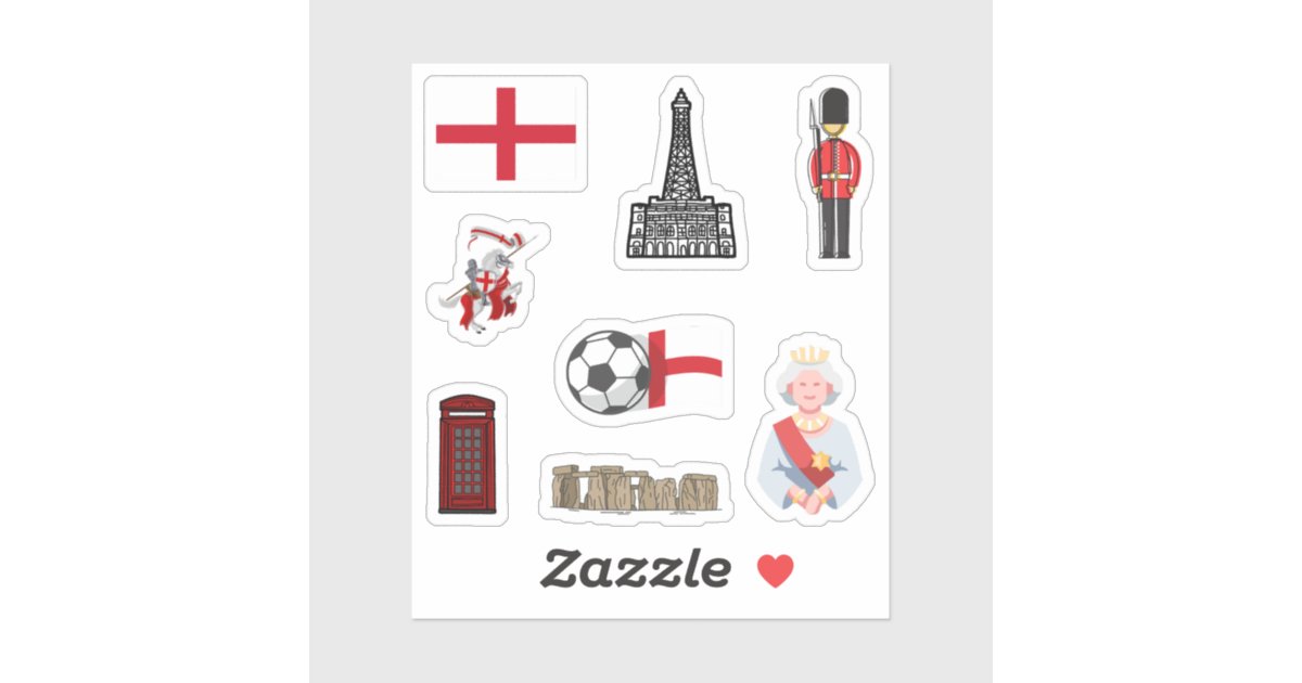 England Stickers | Zazzle