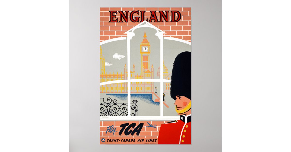England Vintage Travel Poster Restored | Zazzle