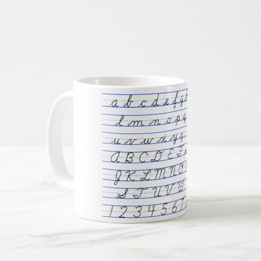English Alphabet Diagram in Cursive Handwriting Coffee Mug | Zazzle