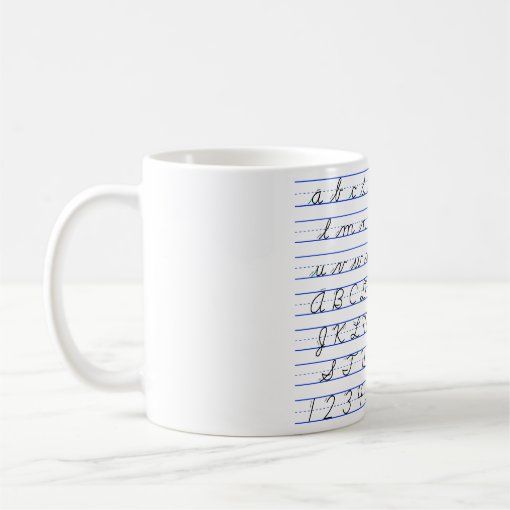 English Alphabet Diagram in Cursive Handwriting Coffee Mug | Zazzle