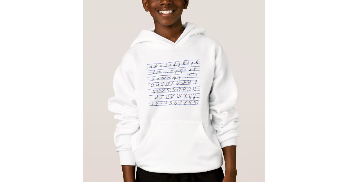 English Alphabet Diagram in Cursive Handwriting Hoodie | Zazzle