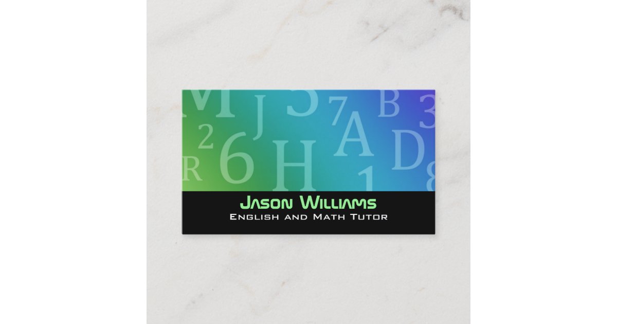 English and Math tutor Business Cards | Zazzle