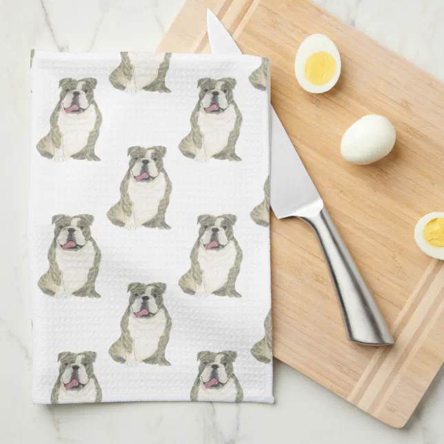 English Bulldog (Brindle) Kitchen Towel | Zazzle