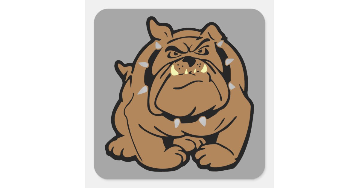 English Bulldog Cartoon Square Sticker | Zazzle