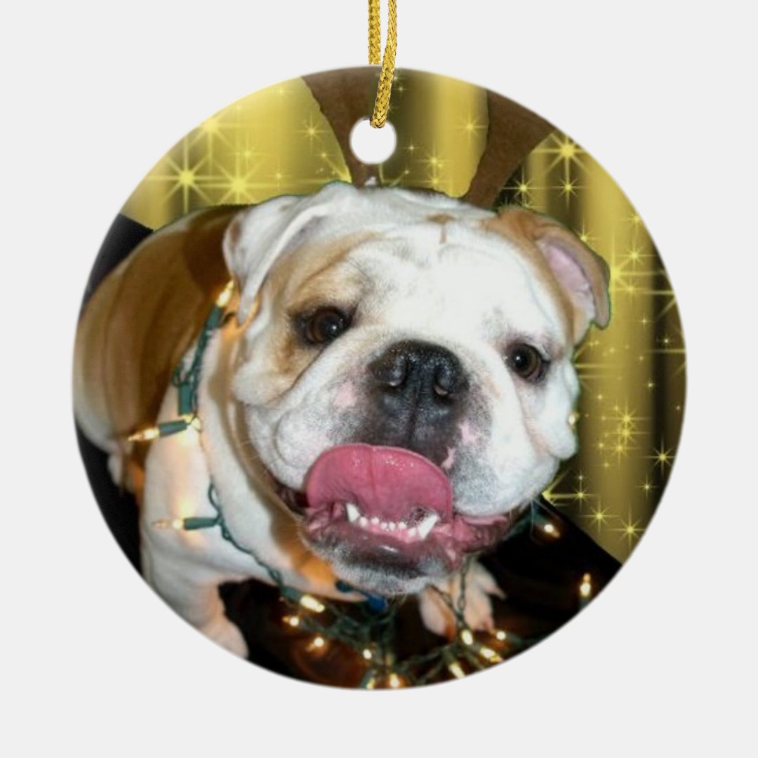 English Bulldog Christmas ornament | Zazzle