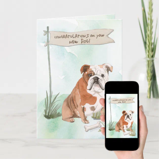 English Bulldog Congratulations on New Dog Card | Zazzle