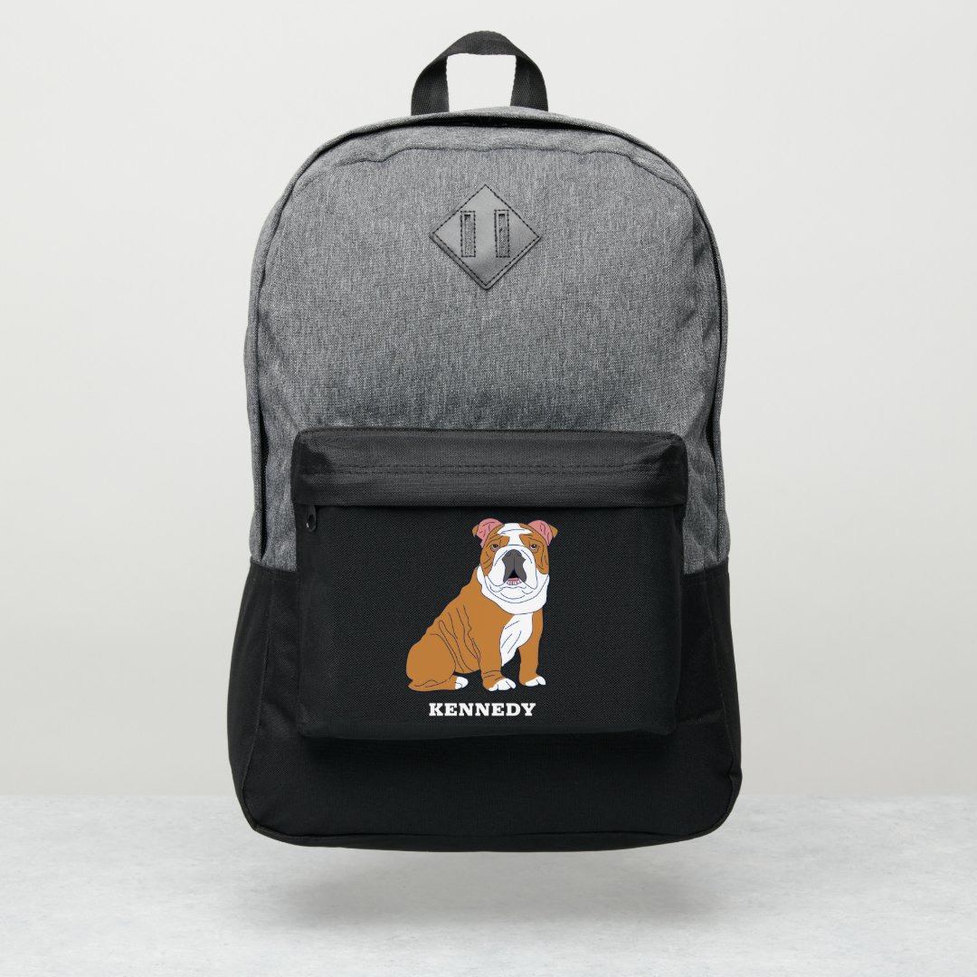 English Bulldog Illustration Personalized Port Authority® Backpack | Zazzle