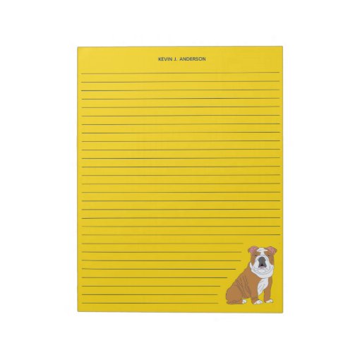 English Bulldog Lined Stationery Writing Paper Pad | Zazzle