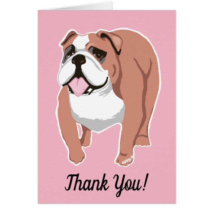 English Bulldog Pink Thank You Greeting Card | Zazzle.com