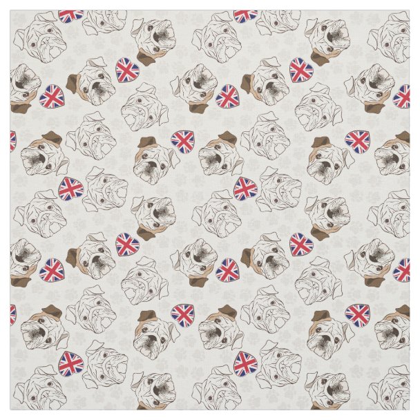 I Love my Bulldog Fabric | Zazzle