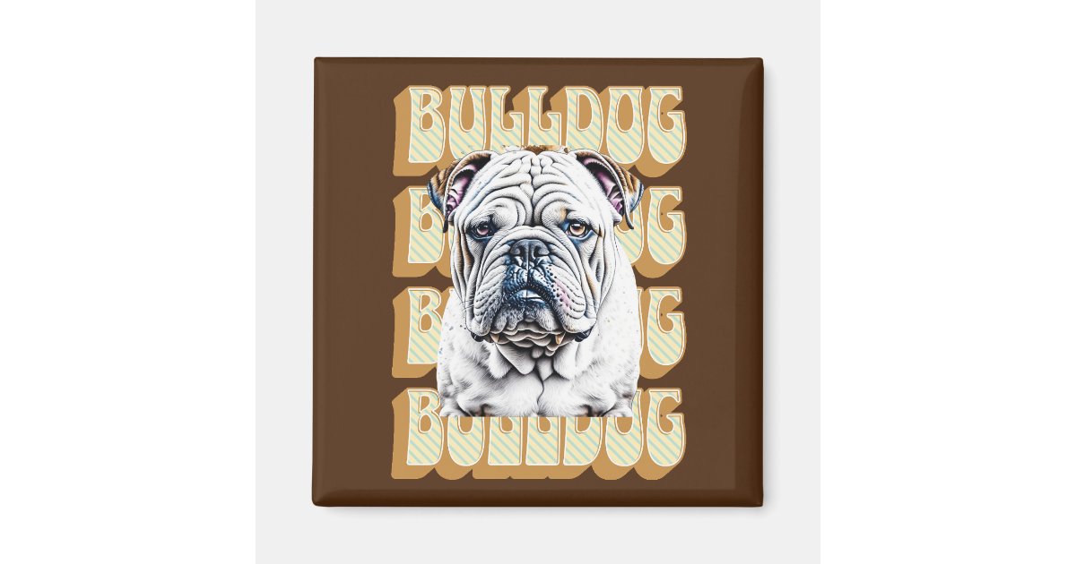 English Bulldog with Retro Font Magnet | Zazzle