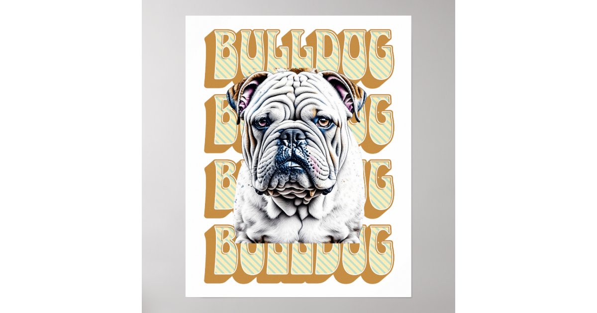 English Bulldog with Retro Font Poster | Zazzle