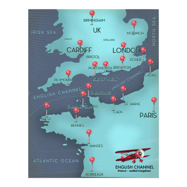 English Channel Nautical Map Photo Print | Zazzle