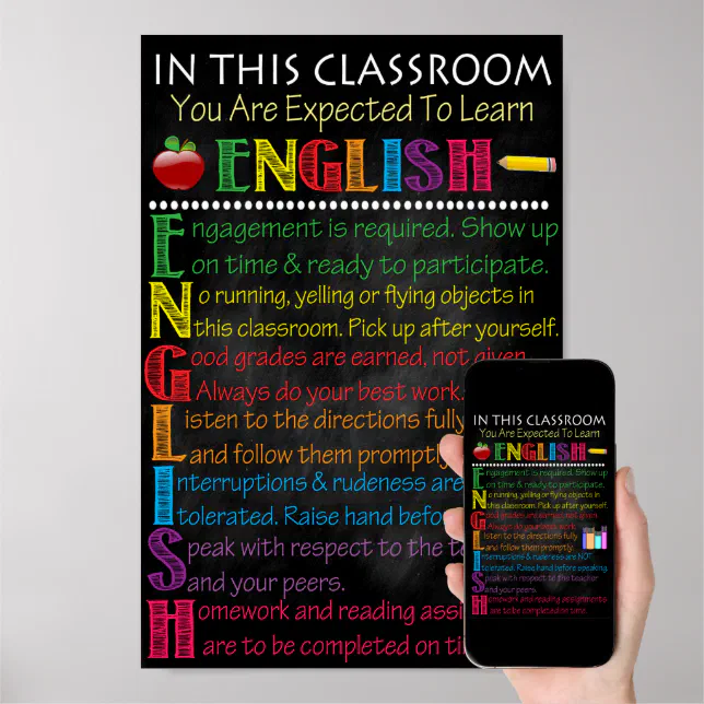 English Classroom Poster | Zazzle