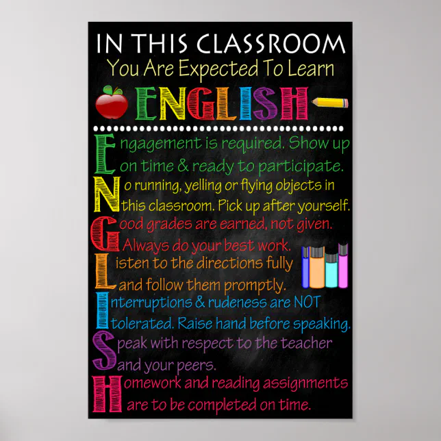 English Classroom Poster | Zazzle