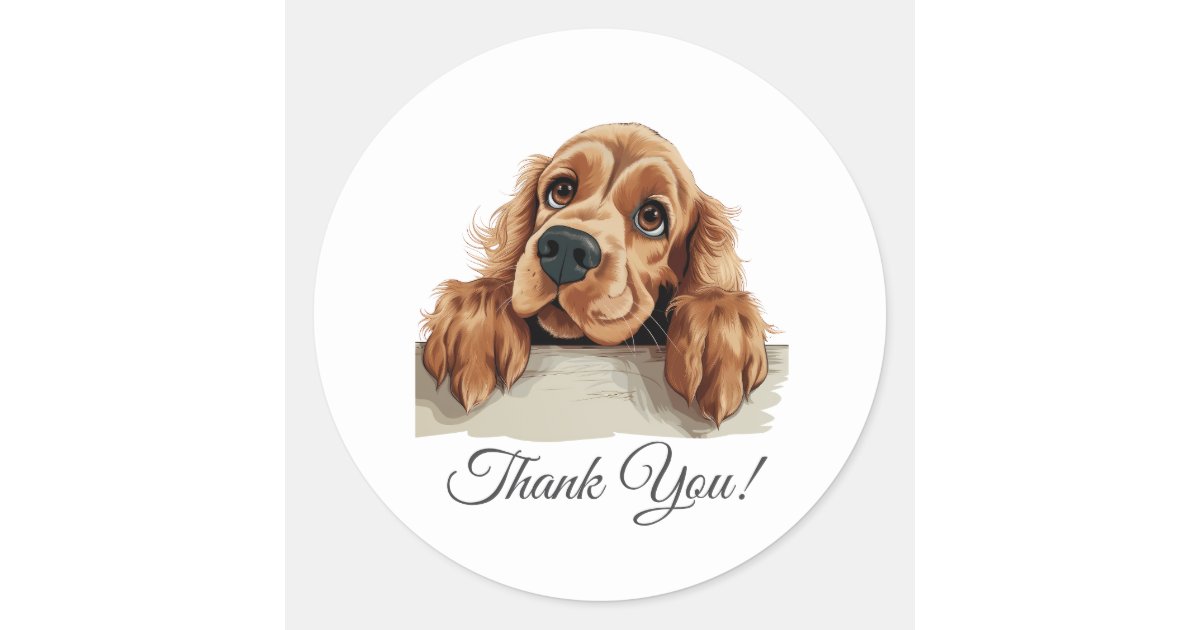 English Cocker Spaniel Dog Thank You Classic Round Sticker | Zazzle