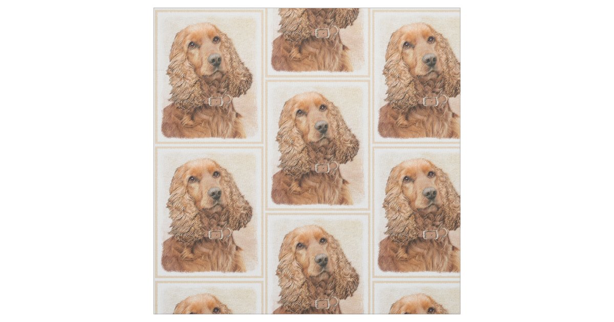 English Cocker Spaniel Painting - Original Dog Art Fabric | Zazzle
