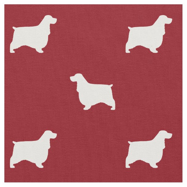 Cocker Spaniel Dog Silhouettes Black and Grey Fabric | Zazzle