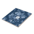 English Cottage Garden Floral Navy Blue Pattern Ceramic Tile | Zazzle