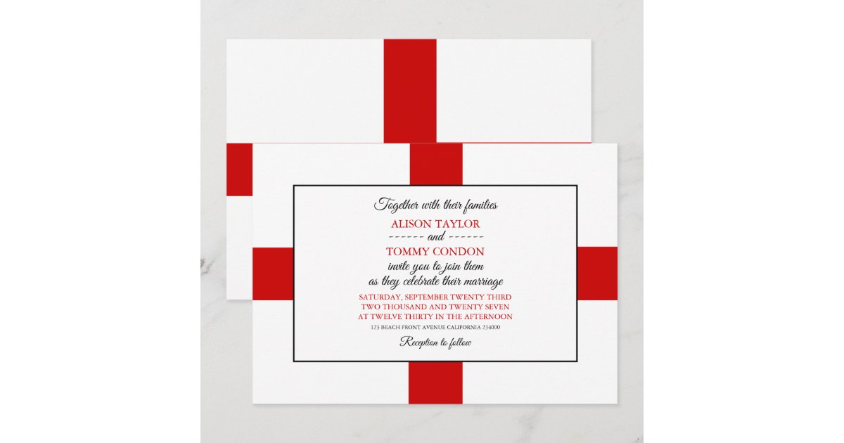 English Flag, Flag of England Wedding Invitation | Zazzle