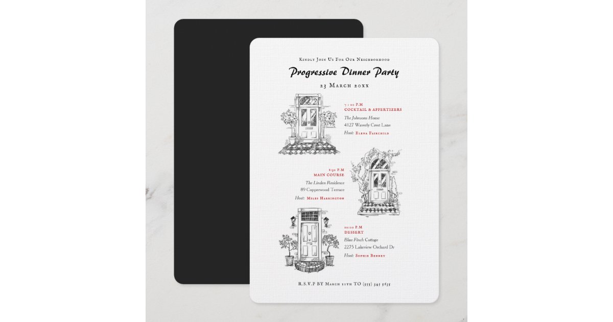 English Front Doors Progressive Dinner Party Invitation | Zazzle
