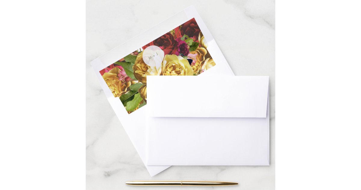 English Garden Vintage Roses Wedding Envelope Liner | Zazzle