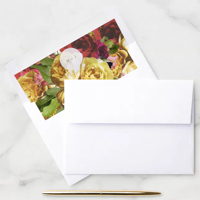 English Garden Vintage Roses Wedding Envelope Liner | Zazzle