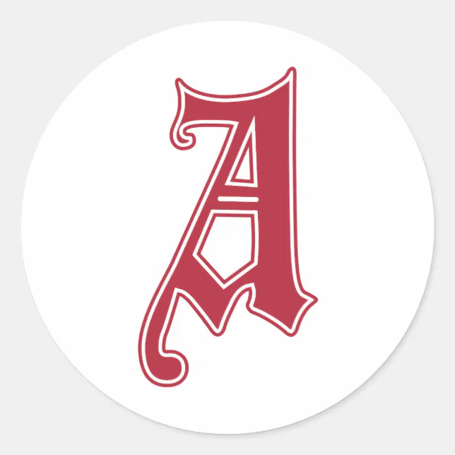 English Gothic Monogram letter A Classic Round Sticker | Zazzle