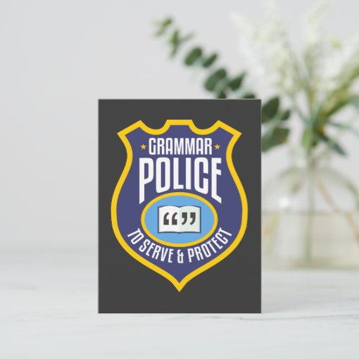 English Grammar Police Funny Sarcasm Literary Postcard | Zazzle