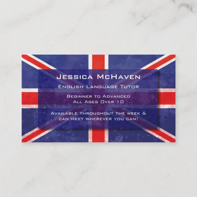English Language Tutor Business Card | Zazzle