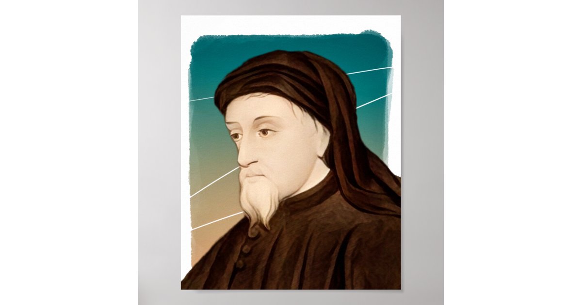 English Poet Geoffrey Chaucer illustration Poster | Zazzle