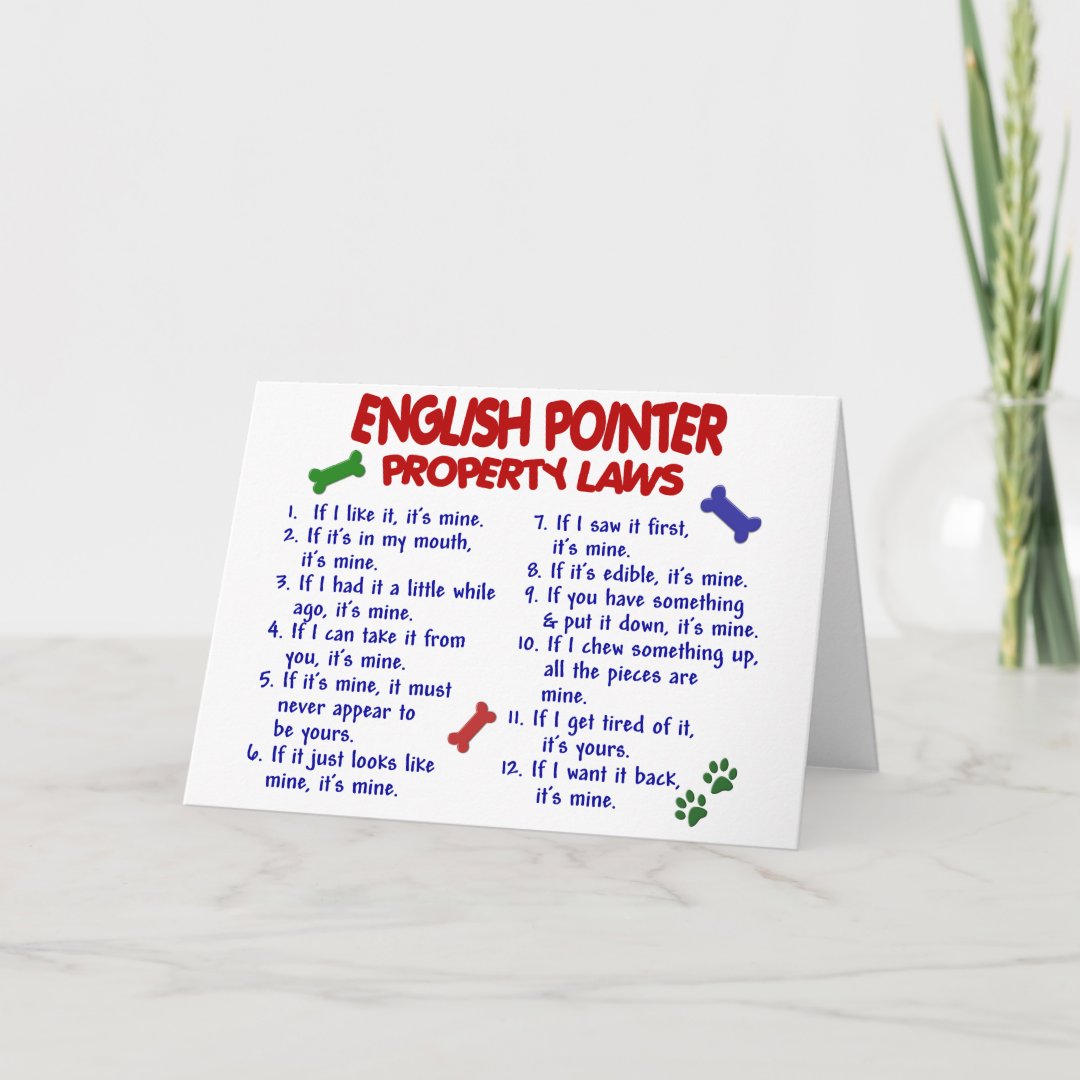 ENGLISH POINTER Property Laws 2 Card | Zazzle