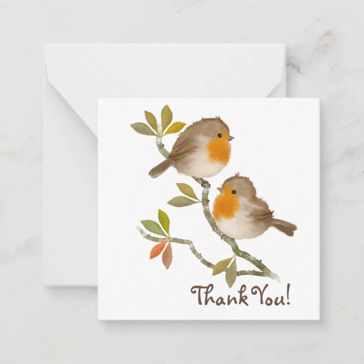 English Robin Birds Thank You Note card | Zazzle