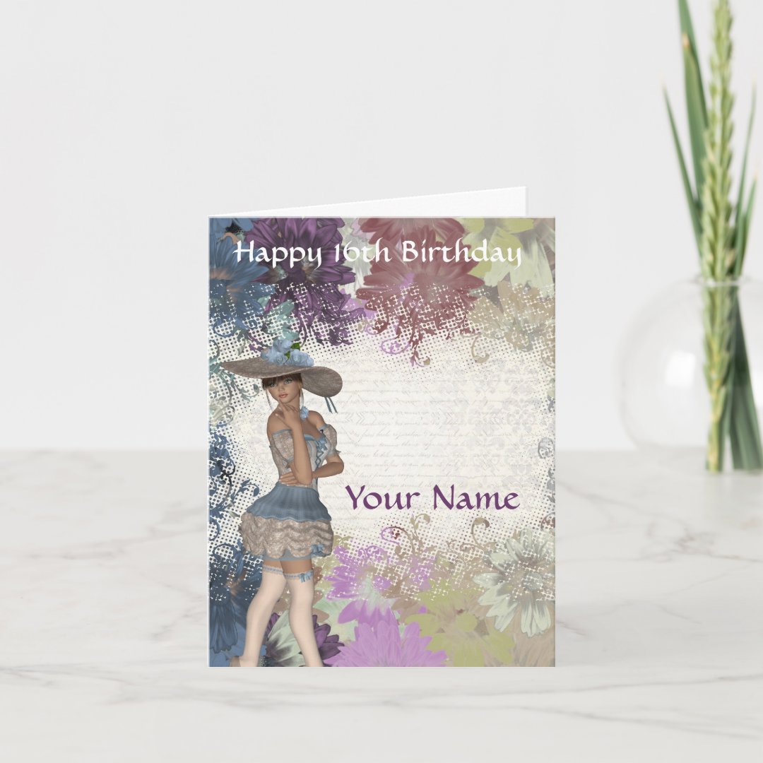 English rose romantic girl 16th birthday card | Zazzle
