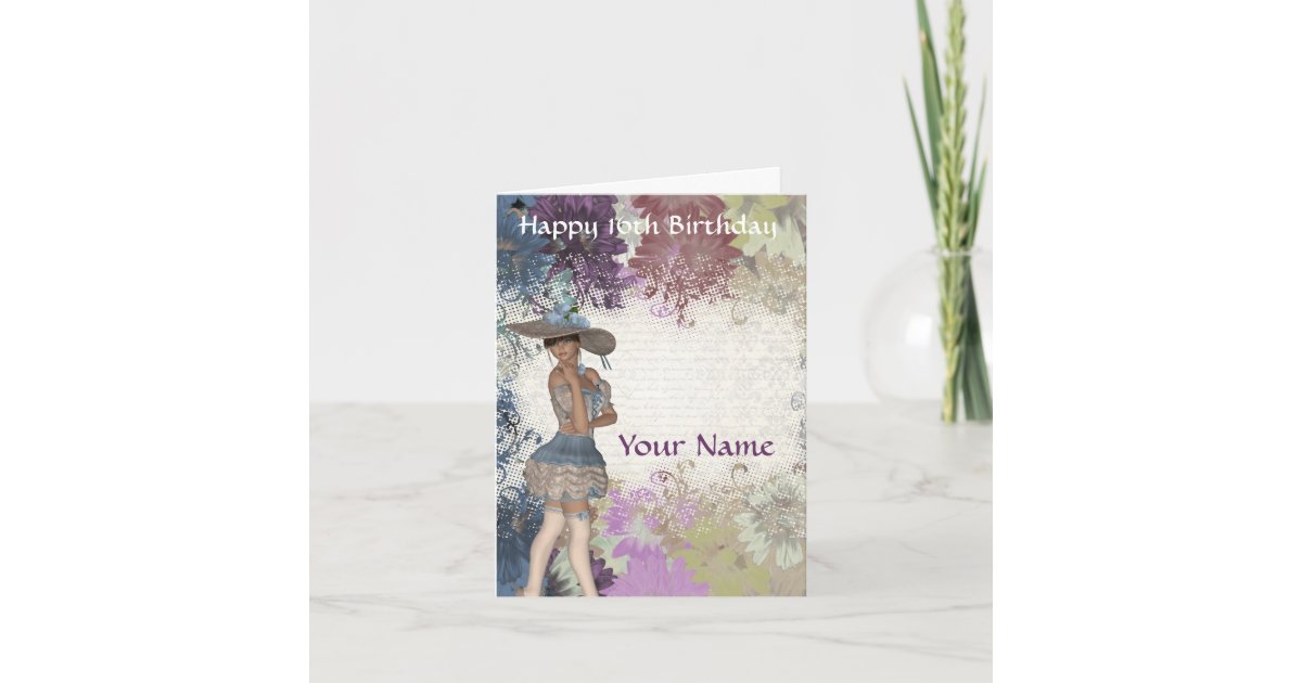 English rose romantic girl 16th birthday card | Zazzle