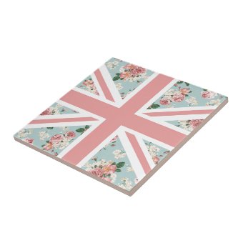 English Roses Union Jack Flag Ceramic Tile | Zazzle