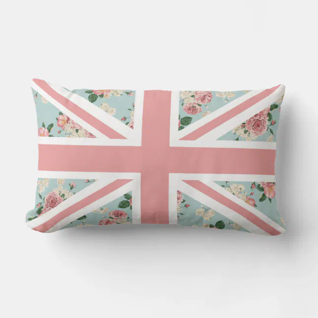 English Roses Union Jack Flag Lumbar Pillow | Zazzle