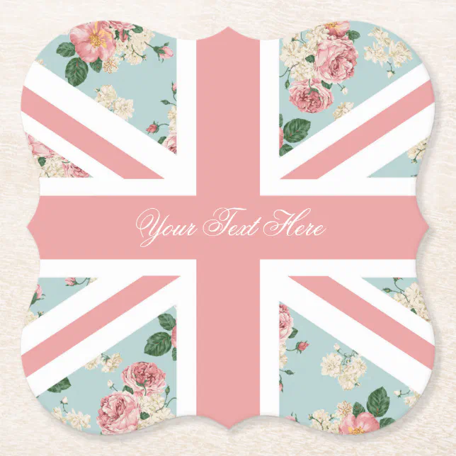 English Roses Union Jack Flag Paper Coaster | Zazzle