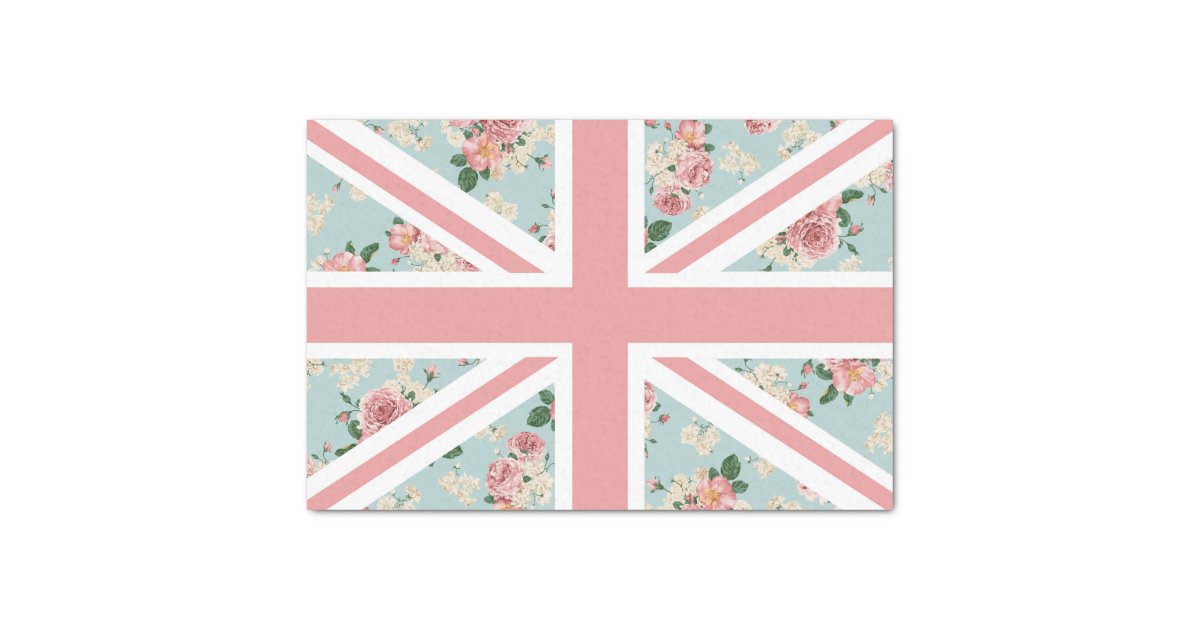 English Roses Union Jack Flag Tissue Paper | Zazzle