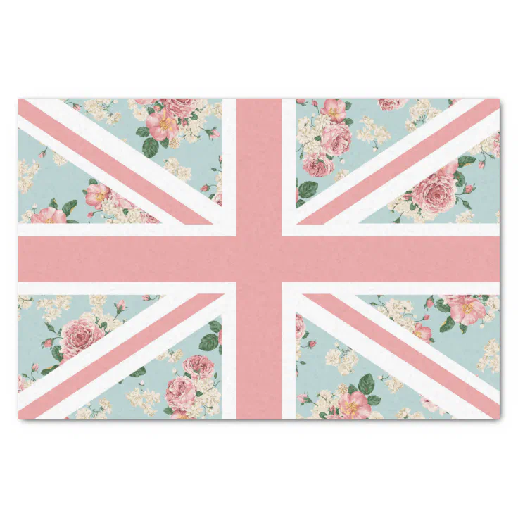 English Roses Union Jack Flag Tissue Paper | Zazzle