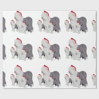 English Sheepdog Glossy Wrapping Paper, 30" x 6' Wrapping Paper | Zazzle