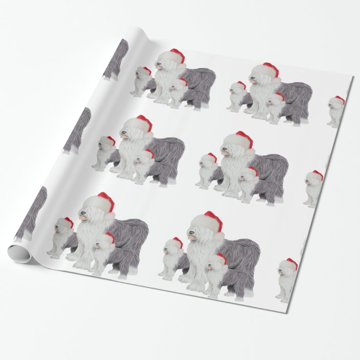 English Sheepdog Glossy Wrapping Paper, 30" x 6' Wrapping Paper | Zazzle