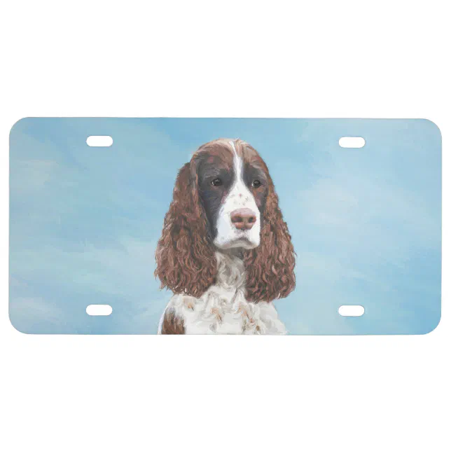 English Springer Spaniel Painting Original Dog Art License Plate | Zazzle