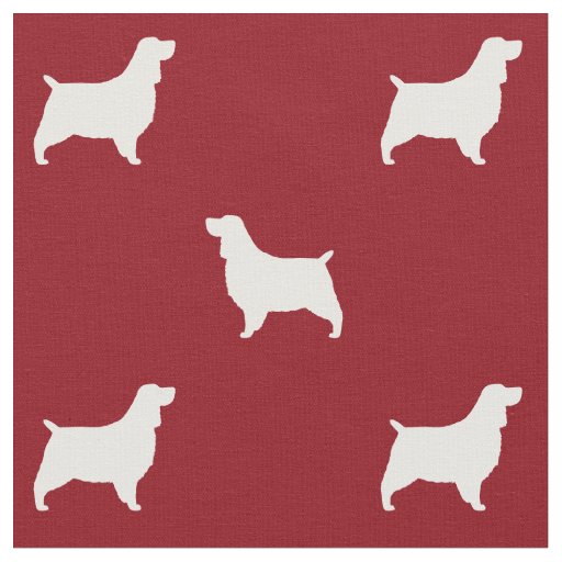 English Springer Spaniel Silhouettes Pattern Red Fabric | Zazzle