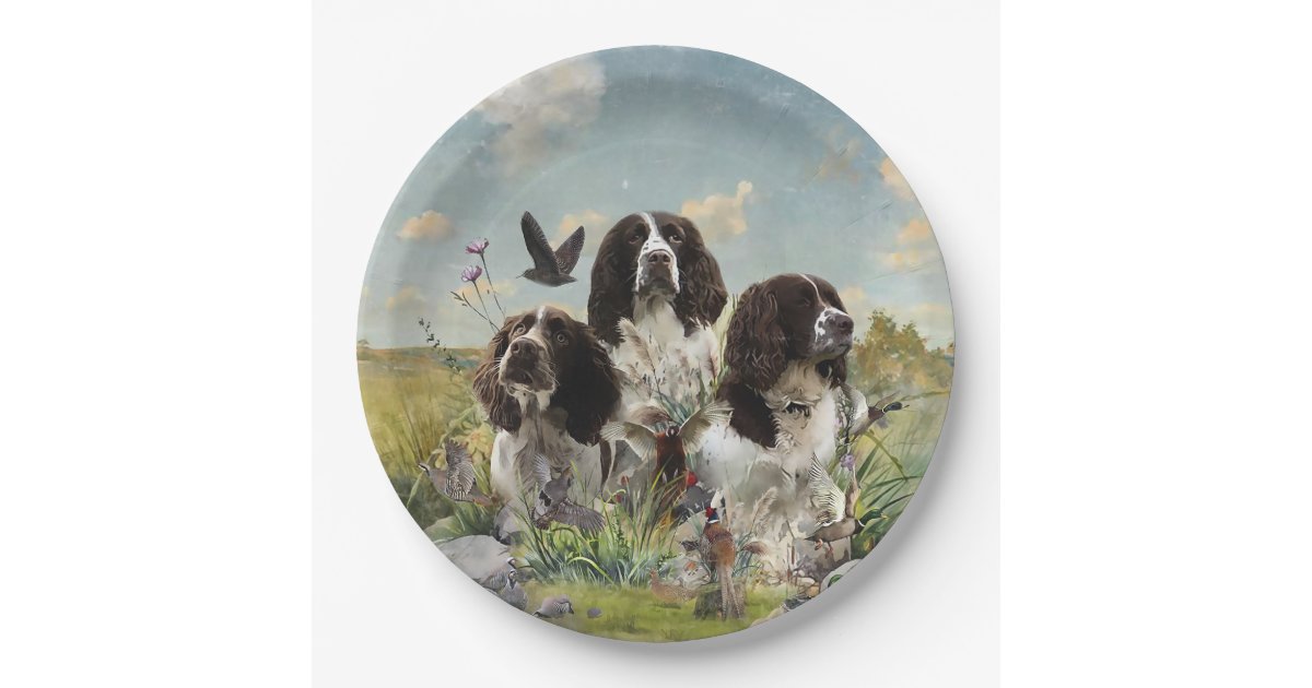 English Springer Spaniels ,Art Paper Plates | Zazzle