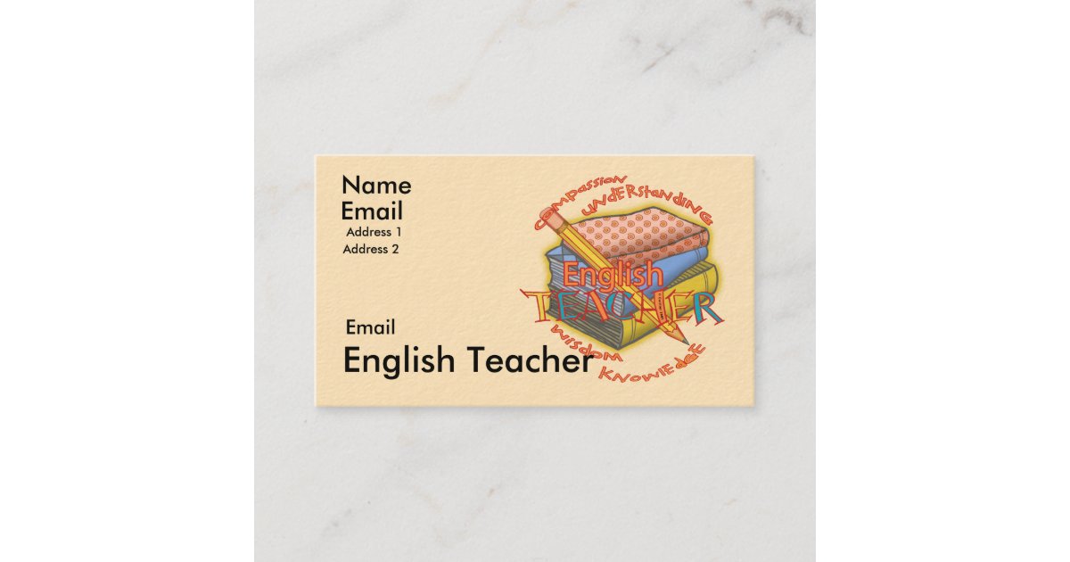 English Teacher Motto Business Card | Zazzle