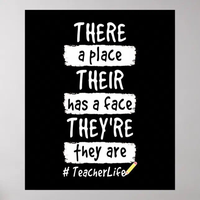 English Teacher There Their They're Funny Grammar Poster | Zazzle