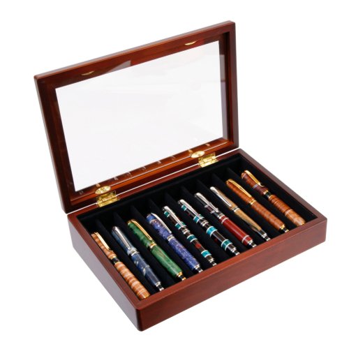 Engraved 10 Pen Display Case with Glass Top | Zazzle