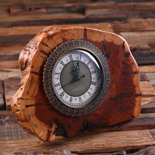 Engraved Cedar Wood Night Stand Quartz Clock | Zazzle